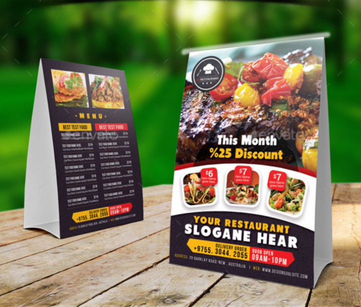 17 Restaurant Tent Card Designs Templates PSD AI InDesign PDF DOC