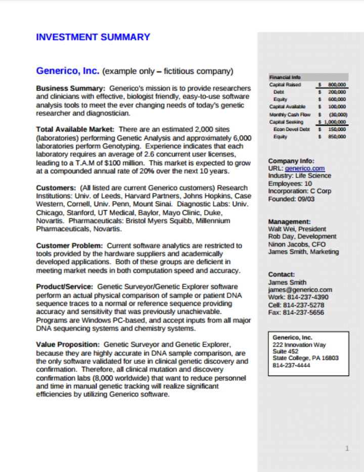Investment Analysis Sample PDF Template