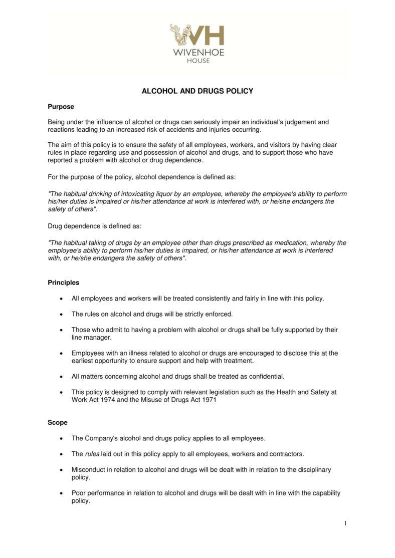 6+ Drug & Alcohol Policy Templates - PDF, DOC