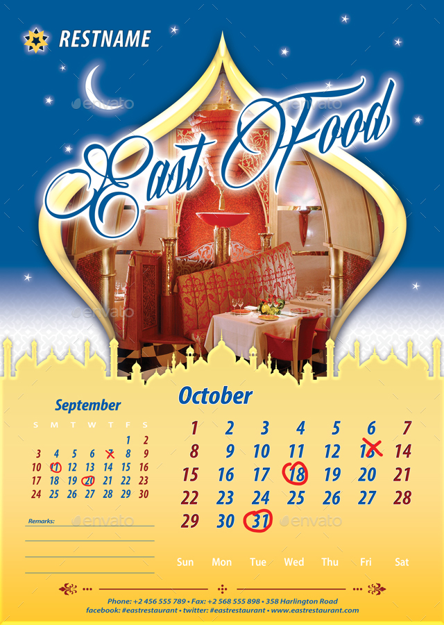 14+ Restaurant Calendar Designs & Templates - PSD, AI
