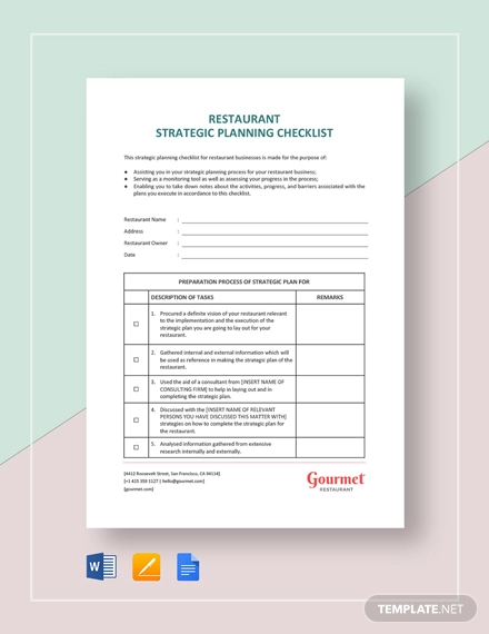 41+ Restaurant Checklist Templates - Word, PDF, Excel, Apple Pages ...