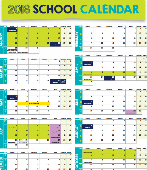 School Calendar Template 2017 2018 Xlsx Google Sheets - Bank2home.com