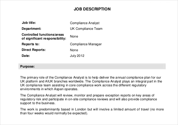 Job Description Templates - 32+ Free Word, Excel, PDF