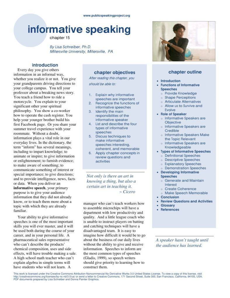 7+ Informative Speech Outline Templates - PDF