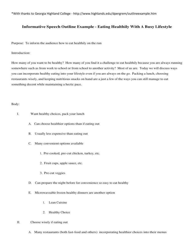 7+ Informative Speech Outline Templates - PDF