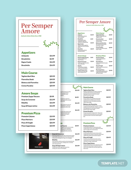 Italian Food Menu - 27+ Free Templates in PSD, AI | Free & Premium ...