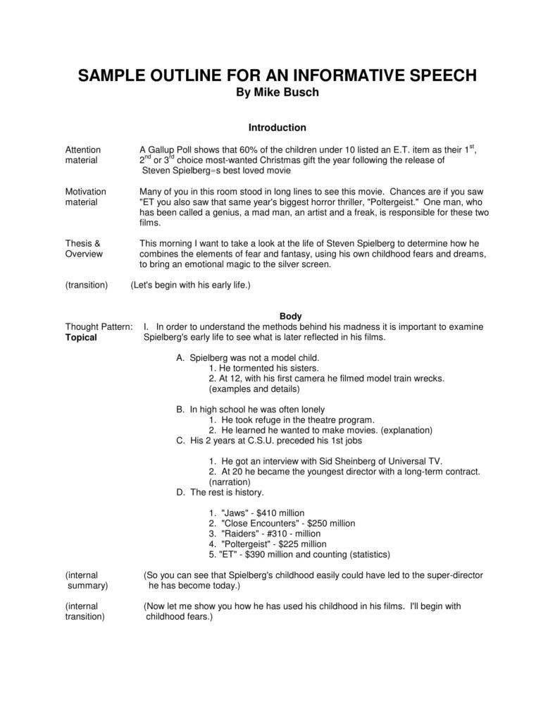 7 Informative Speech Outline Templates PDF Free Premium Templates