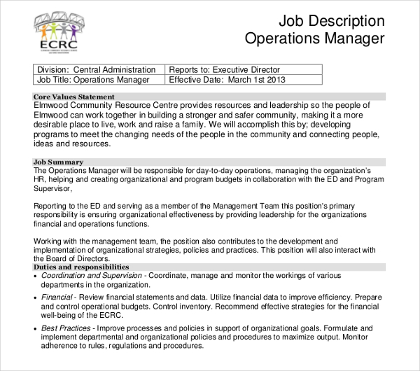15+ Manager Job Description Templates - PDF, DOC