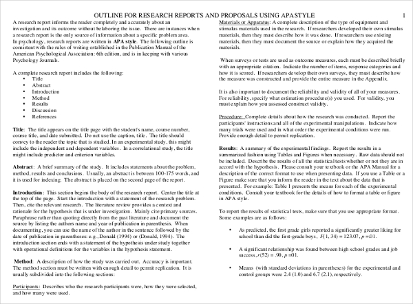 7+ Apa Research Proposal Templates - PDF, Word