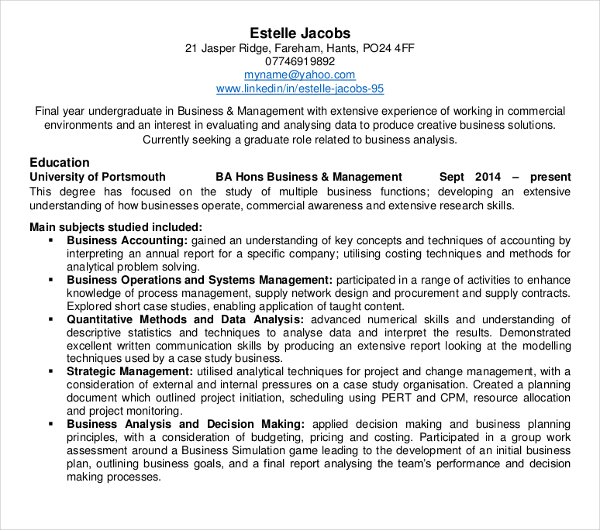 10+ Sample Business Curriculum Vitae Templates - PDF, DOC
