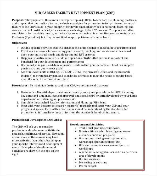 8+ Faculty Development Plan Templates - PDF, DOC