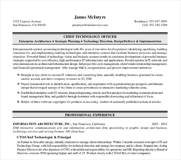14+ Sample Executive Resume Templates - PDF, DOC