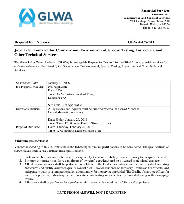 8 FREE Construction Job Proposal PDF Word