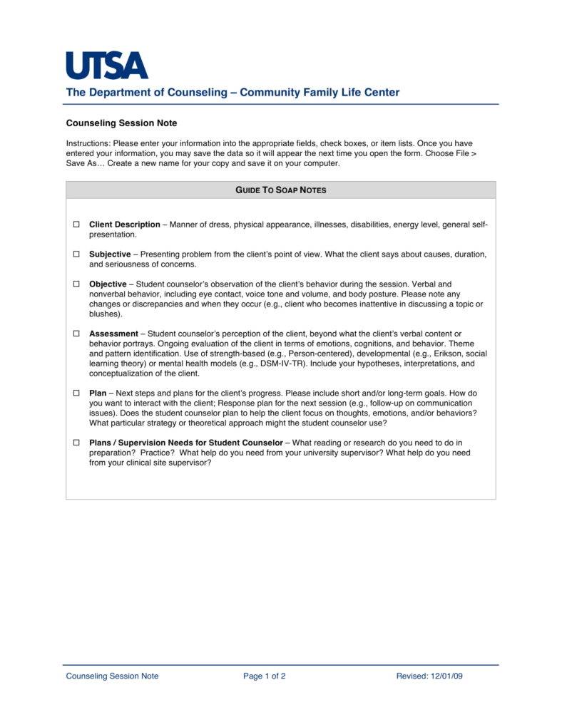 8 Counseling Note Templates PDF