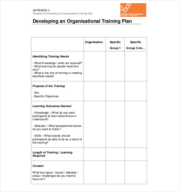 6 Organizational Training Plan Templates PDF DOC