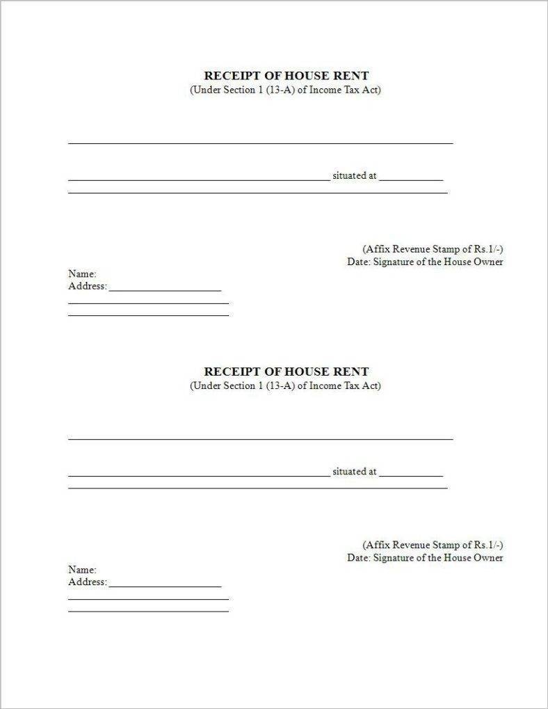 3 Printable House Rent Receipt Templates PDF DOC