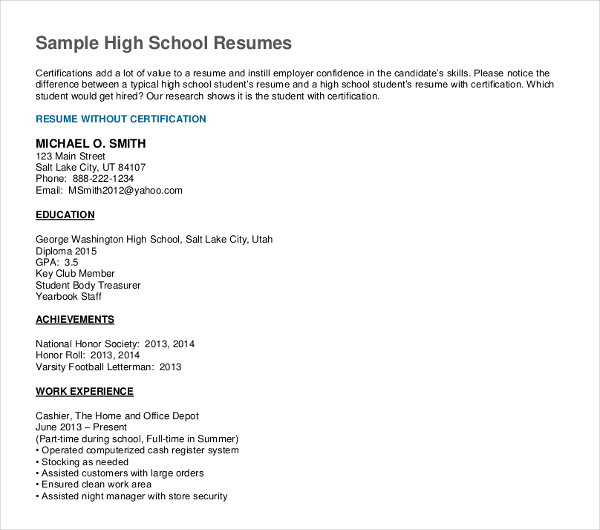 12+ High School Graduate Resume Templates - PDF, DOC