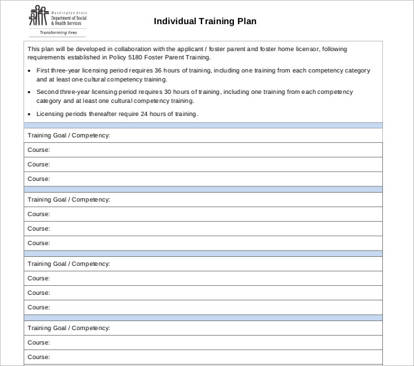 13 Individual Training Plan Template