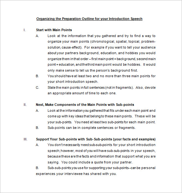 7 Introduction Speech Outline Templates PDF Word 7 Introduction Speech Outline Templates PDF Word
