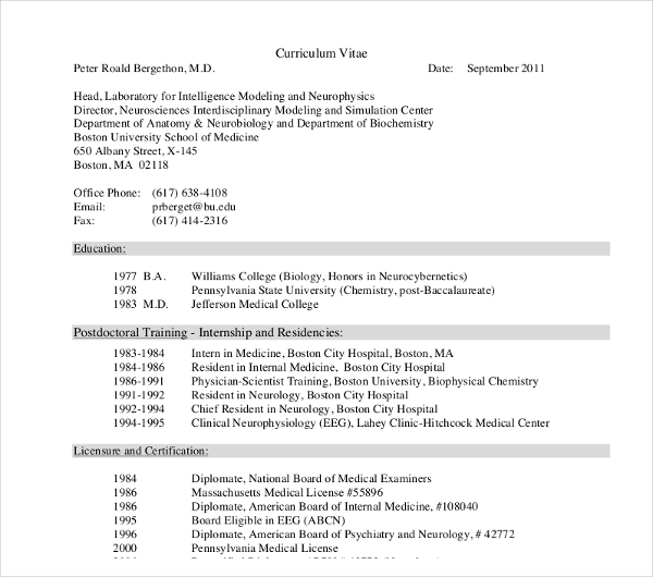 10+ Sample Internship Curriculum Vitae Templates - PDF, DOC