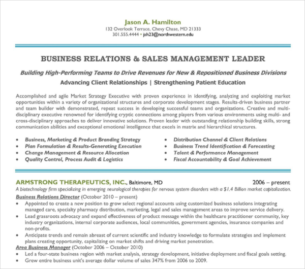 10+ Sales Manager Resume Templates - PDF, DOC