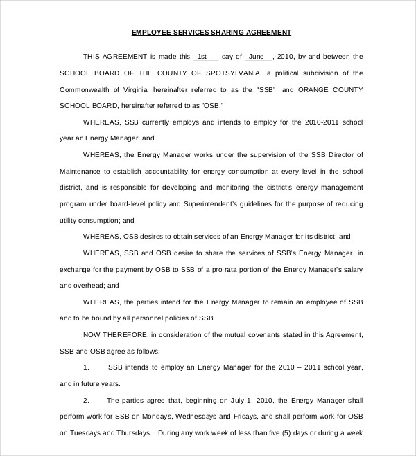 7+ Shared Services Agreement Templates - PDF, DOC