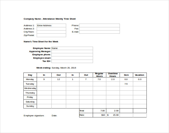 15 Attendance Sheet Templates PDF Word