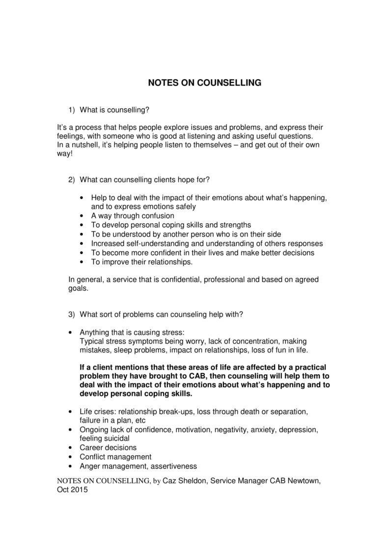 8 Counseling Note Templates PDF