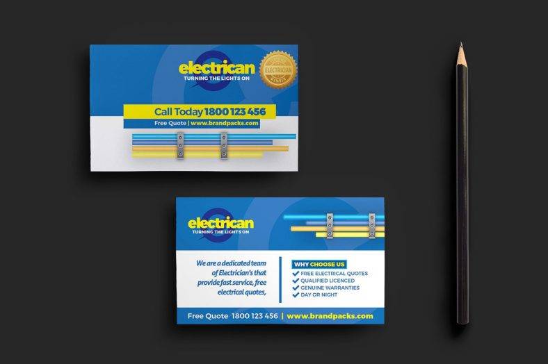15+ Electrician Business Card Designs & Templates - PSD, AI, InDesign ...