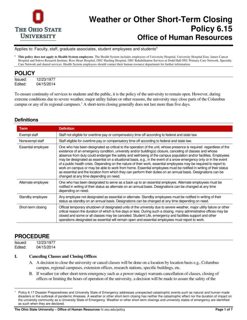 Inclement Weather Policy Hospital