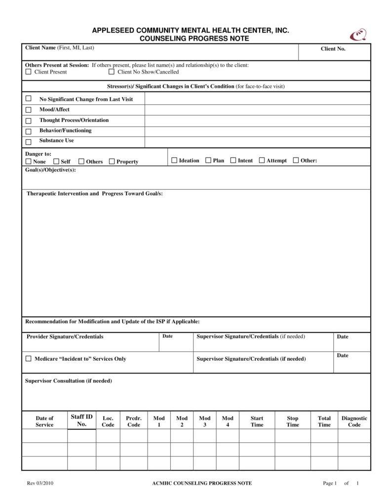 8 Counseling Note Templates PDF