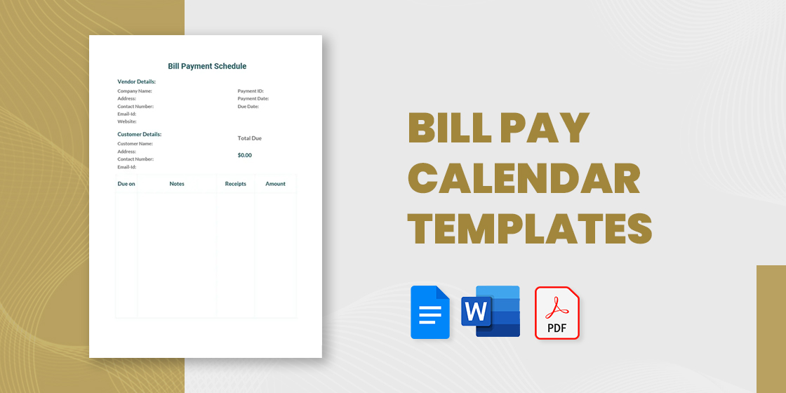 5+ Bill Pay Calendar Templates - PDF