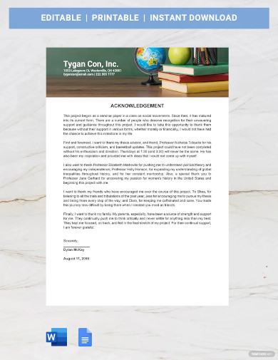 16+ Acknowledgement Report Samples - PDF, Word, Pages