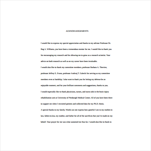 Acknowledgement Paper 41 Best Samples Examples TemplateLab Tre uinti fi