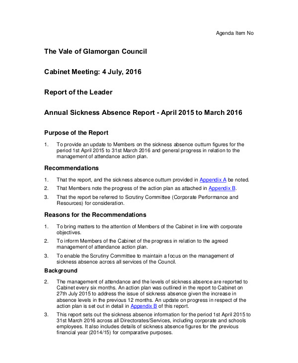 9+ Absence Report Templates - PDF, Word