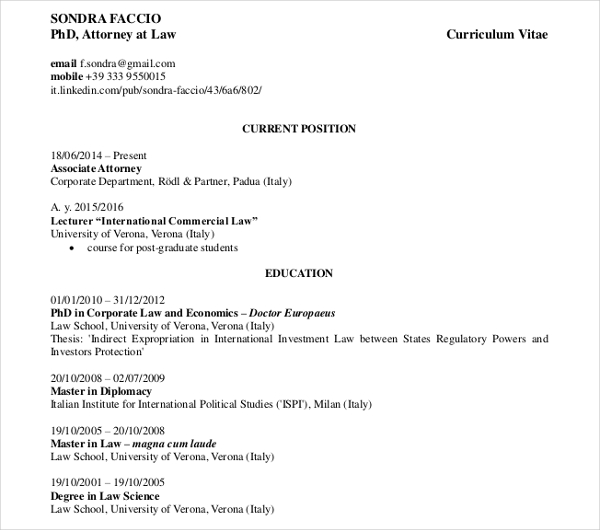 14+ Law Curriculum Vitae Templates - PDF, DOC