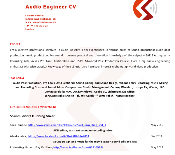 10+ Engineer Curriculum Vitae Templates - PDF, DOC