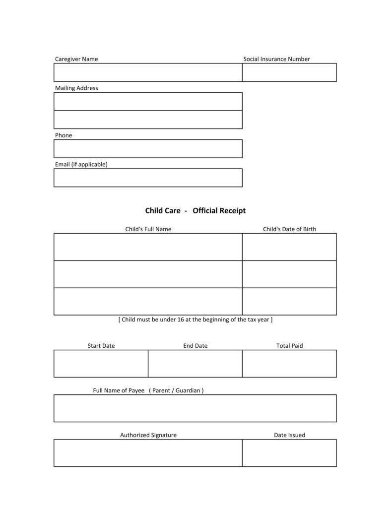 10 Child Care Receipt Templates PDF