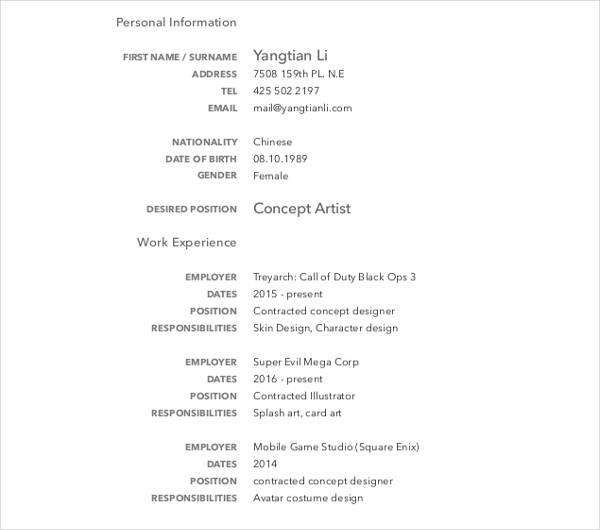 16+ Artist Resume Examples - PDF, DOC