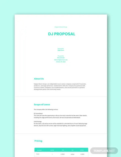 8+ DJ Proposal Templates - PDF, Word, Apple Pages