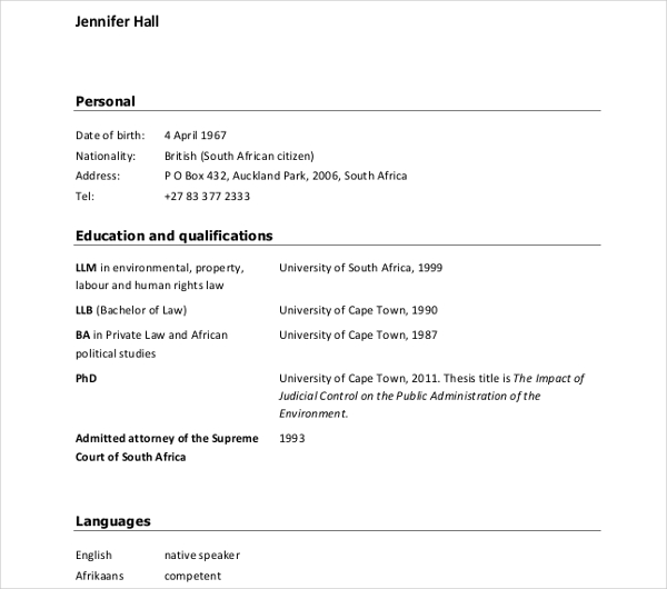 14+ Law Curriculum Vitae Templates - PDF, DOC