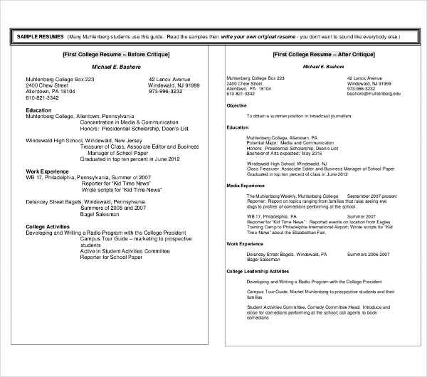 11+ Sample College Resume Templates - PSD, PDF, DOC