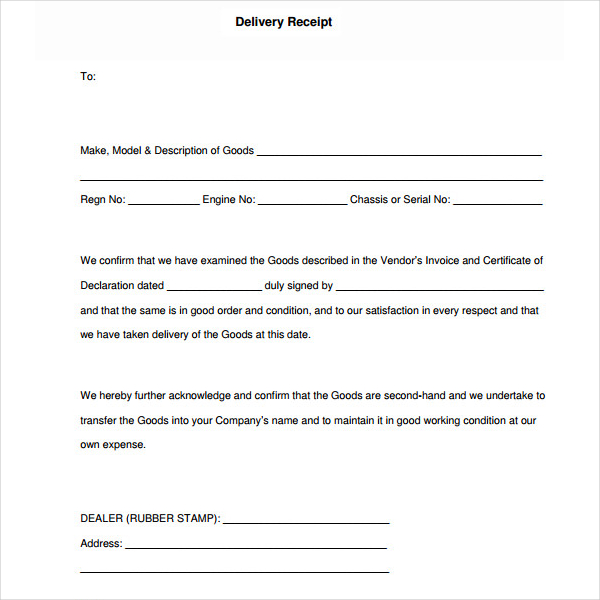 5+ Goods Delivery Receipt Templates - PDF, DOC, Pages