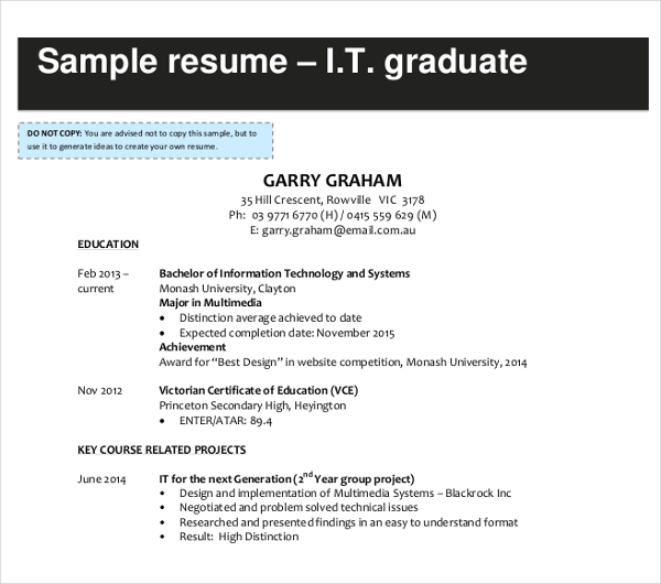 14+ Sample IT Resume Templates - PDF, DOC