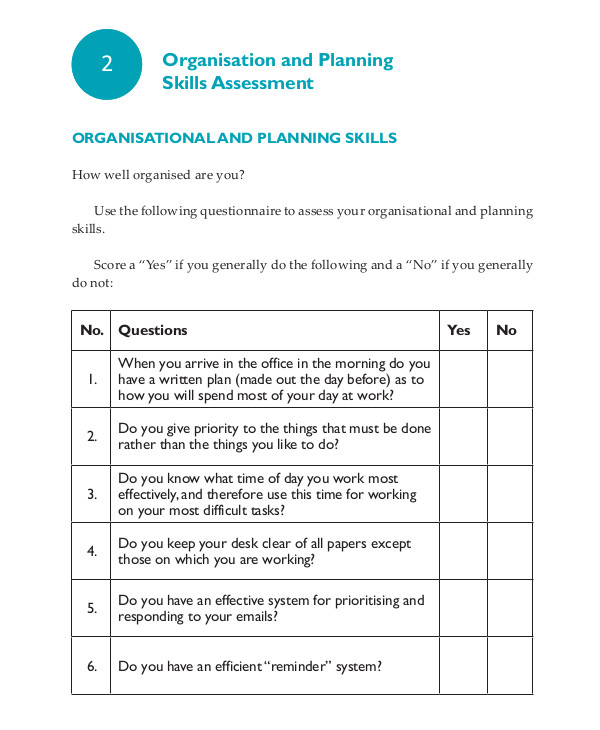 2+ Interpersonal & Organizational Skills Assessment Form Templates ...