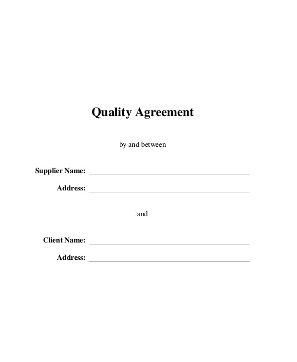 8+ Quality Agreement Templates - PDF, DOC