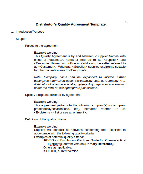 8+ Quality Agreement Templates - PDF, DOC