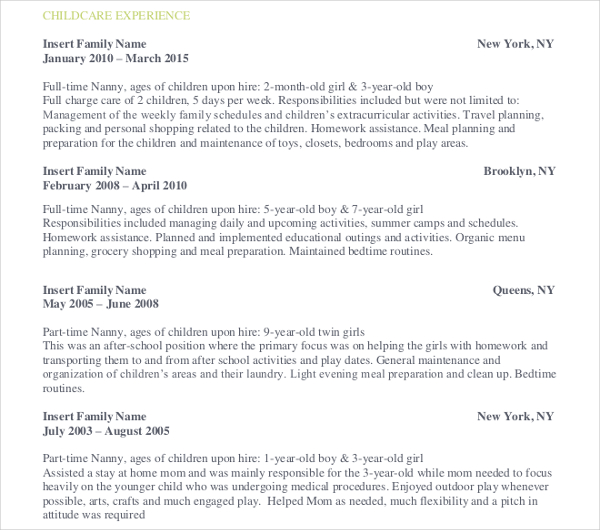8+ Child Care Resume Templates - PDF, DOC