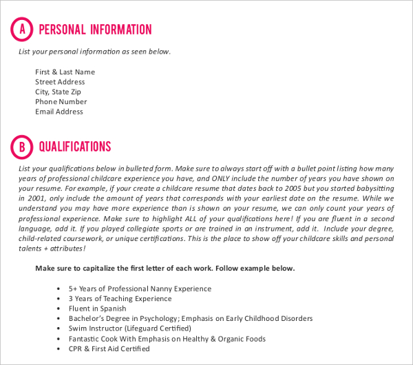 10+ Nanny Resume Templates - PDF, DOC