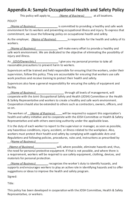 11 Workplace Safety Policy Templates PDF